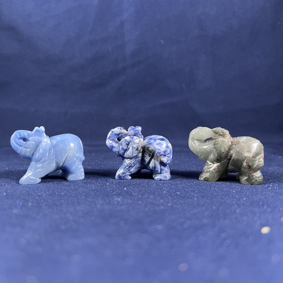 Accents | 3 Marble Elephant Figurines Blue Green Decor Good Luck ...